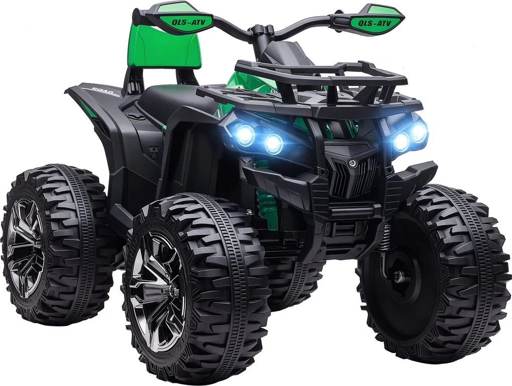 HOMCOM Elektrický čtyřkolka pro děti, 12V 10Ah s funkcí vpřed a vzad, 2 motory, USB připojení, MP3 přehrávač, dětské vozidlo s předními světly 3-8 km/