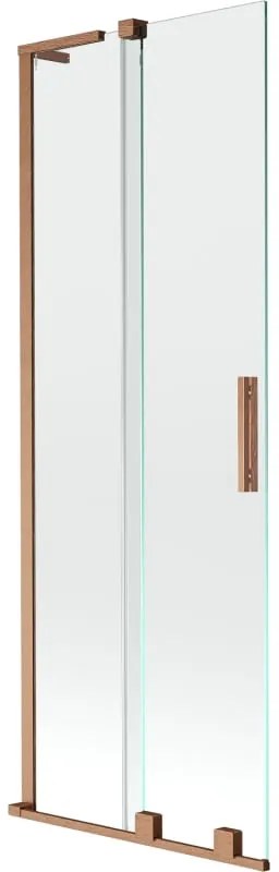 Mexen Velar L, 2-křídlová posuvná vanová zástěna 70 x 150 cm, 8mm čiré sklo, měděná matná, 896-070-003-01-65