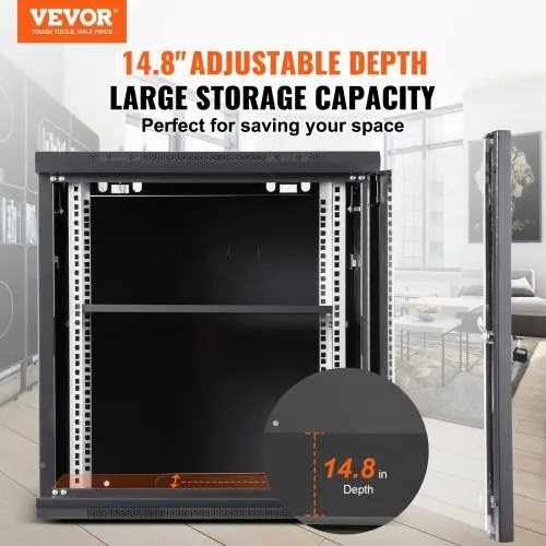 Síťová serverová skříň pro montáž na stěnu 9U, hloubka 39,4 cm