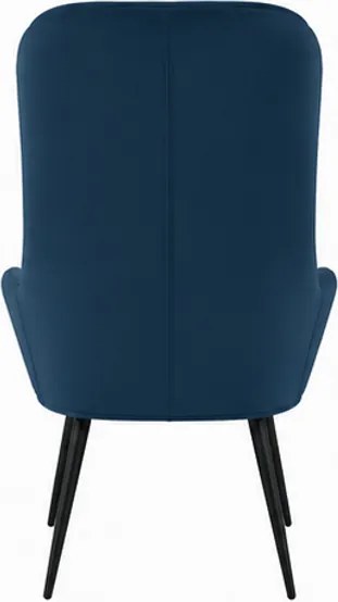 relaxační křeslo, odpočinkové, dřevo/kov/samet, 96x69x78 cm, nohy černé/modrá, Dekorino KR20260069