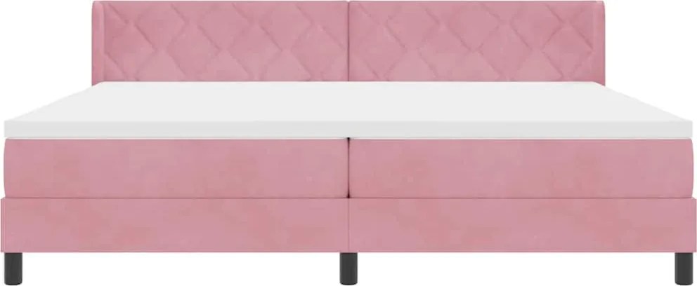 Postel s boxspringem s čelo Růžová 200 x 200 cm samet 3341545