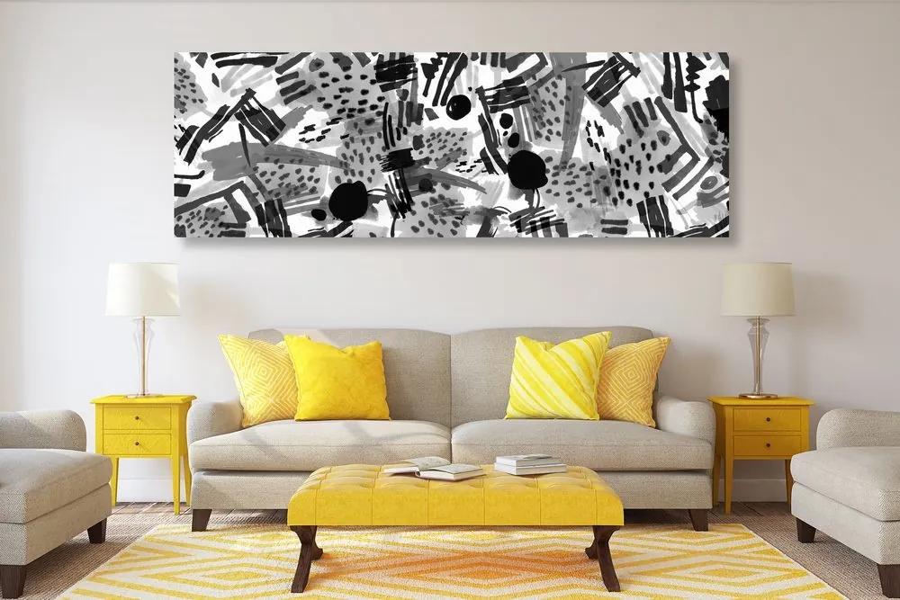 Obraz černobílá pop art abstrakce - 135x45 cm