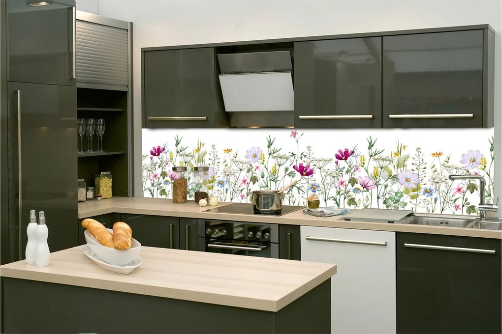 DIMEX | Fototapeta do kuchyně Květinový vzor KI-260-144 | 260 x 60 cm | vícebarevná