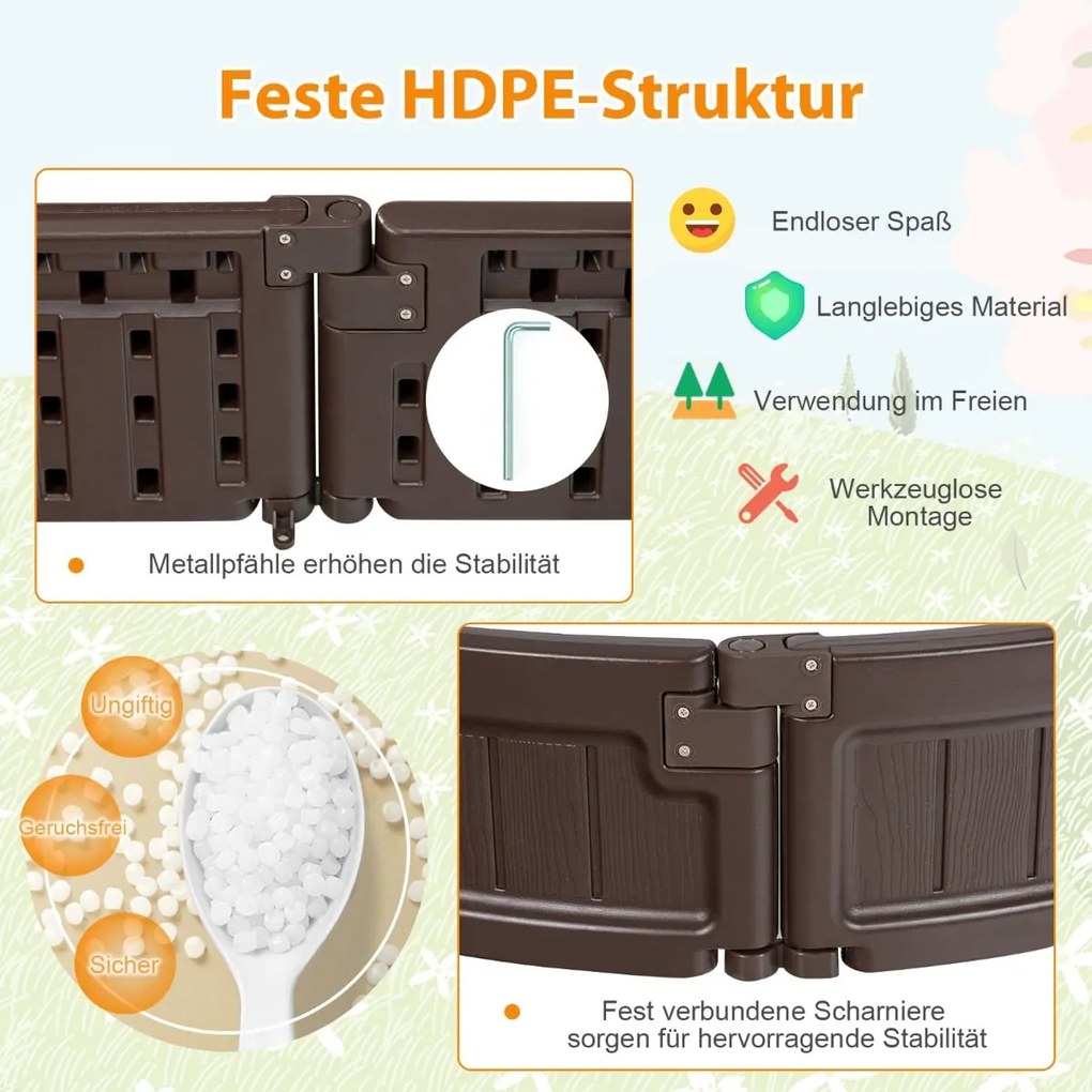 Costway Pískoviště Sandbox s voděodolným krytem – 183 × 105 × 21 cm, hnědý