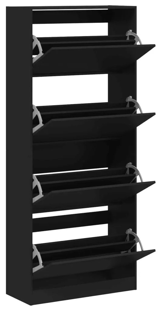 Botník se 4 výklopnými zásuvkami černý 80 x 34 x 187,5 cm - Default Title