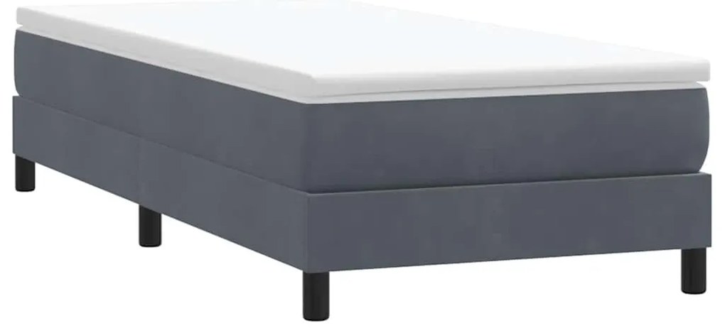 Postel Box Spring bez matrace tmavě šedá 90x210 cm samet 3315808