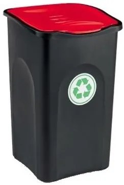 Odpadkový koš na tříděný odpad Stefanplast ECOGREEN 50L červené víko