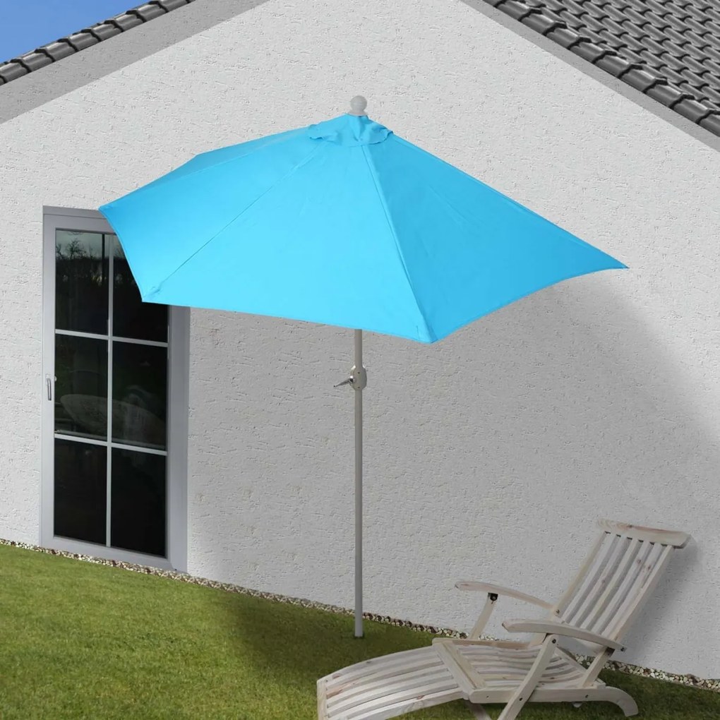 Slunečník půlkruh Parla - polyester/hliník - 300cm tyrkysový bez stojanu