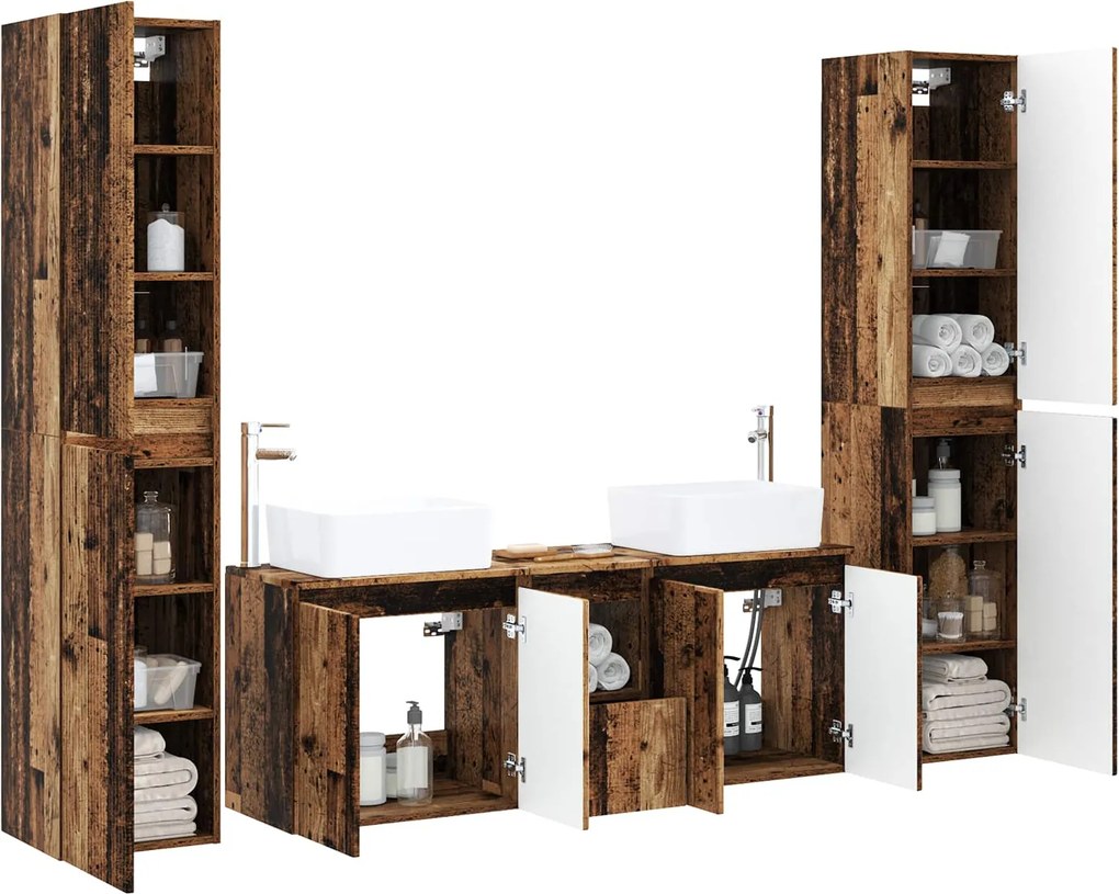 Sada koupelnového nábytku 5 ks Staré dřevo 33 x 34,5 x 160 cm 3406041