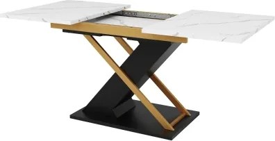 Aosom Rozkládací jídelní stůl, kuchyňsko-obývací stůl s kříženými nohami, 120-160 x 80 x 75,4 cm, bílá+černá