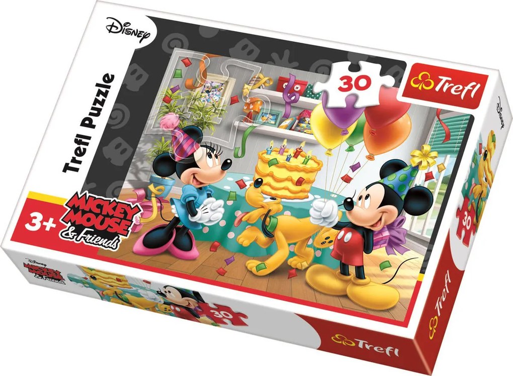 TREFL PUZZLE Mickey a Minnie slaví narozeniny 27x20cm 30 dílků skládačka tr18211