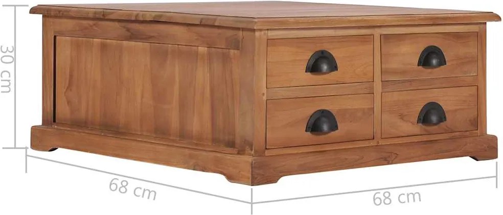 Konferenční stolek 68 x 68 x 30 cm masivní teakové dřevo 286274