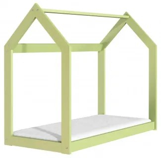 ČistéDřevo Dřevěná postel domeček 160 x 80 cm zelená + rošt