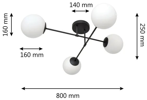 Přisazený lustr MOON 4xE27/15W/230V černá