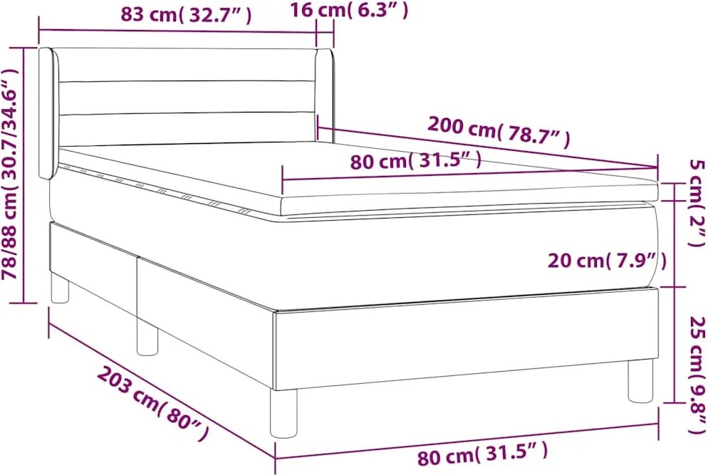 Box spring postel s matrací krémová 80 x 200 cm textil 3130310