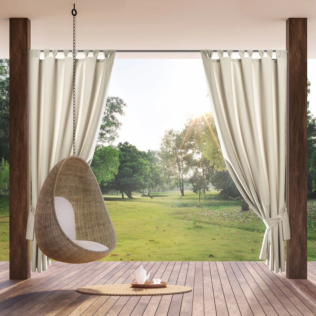 ZAHRADNÍ VODĚODOLNÝ ZÁVĚS NA POUTKÁCH GARDEN 155X220 CM SVĚTLEBÉŽOVÁ