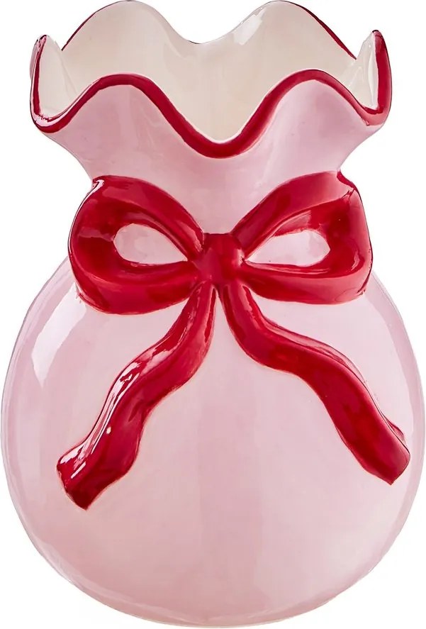 PRESENT Váza mašle 13 cm - růžová
