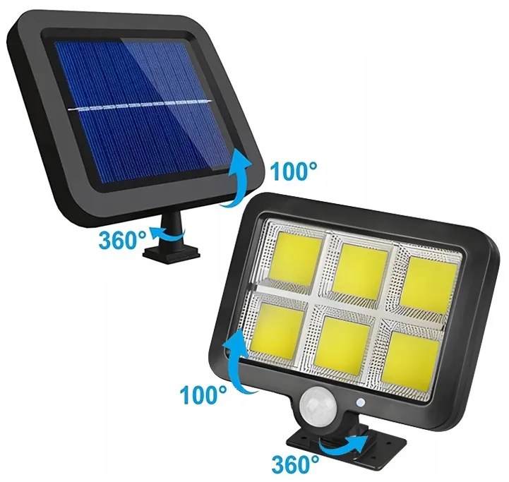 120 COB LED solární lampa s 5m kabelem