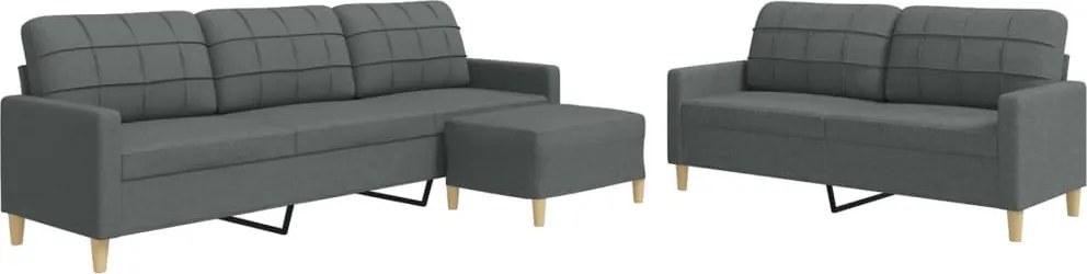 3dílná sedací souprava s podnožkou tmavě šedá textil 3278328