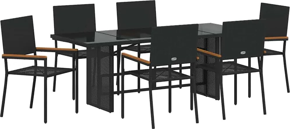 Zahradní jídelní souprava 7 ks Černá polyratan 3365424