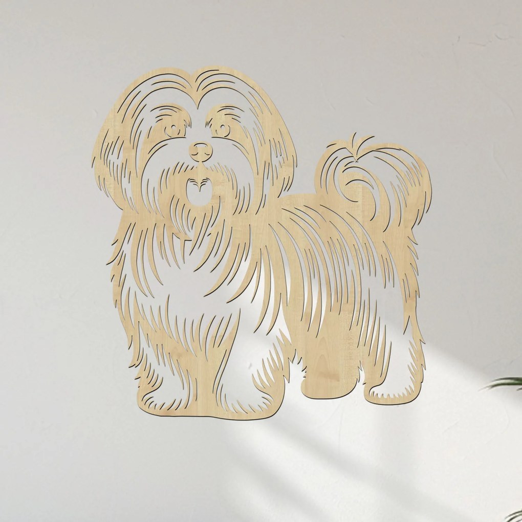 dřevo života Dřevěný obraz Havanský psík (Havanese) Zvolte rozměr (cm): 57x60, Zvolte barvu dekoru: Černá