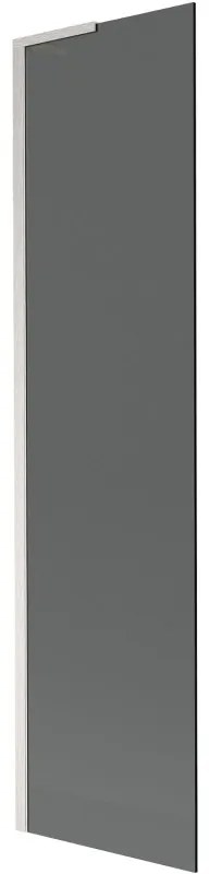 Mexen Next L, 1-křídlová vanová zástěna 50 x 150 cm, 6mm šedé sklo, 6mm čiré sklo, profil broušená ocel, 895-050-000-03-40-97
