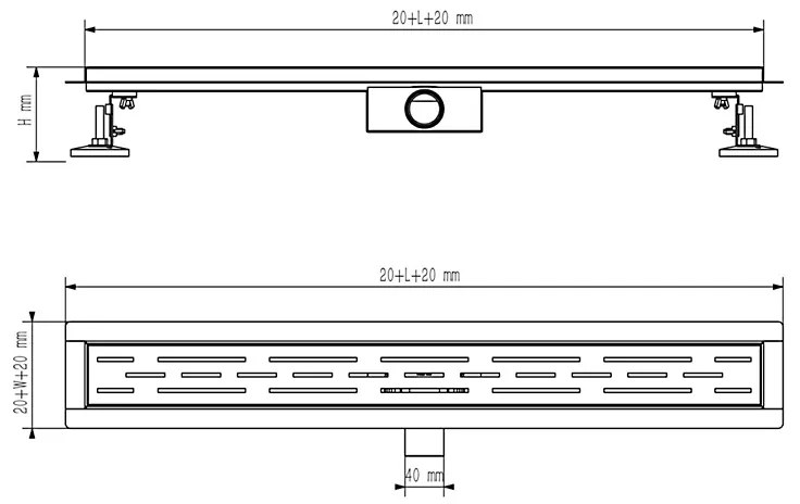 BPS-koupelny Sprchový odtokový žlab DL01 OMEGA G6 60 cm, černý