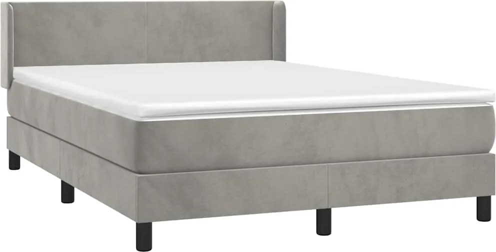 Box spring postel s matrací světle šedá 140x200 cm samet 3130841