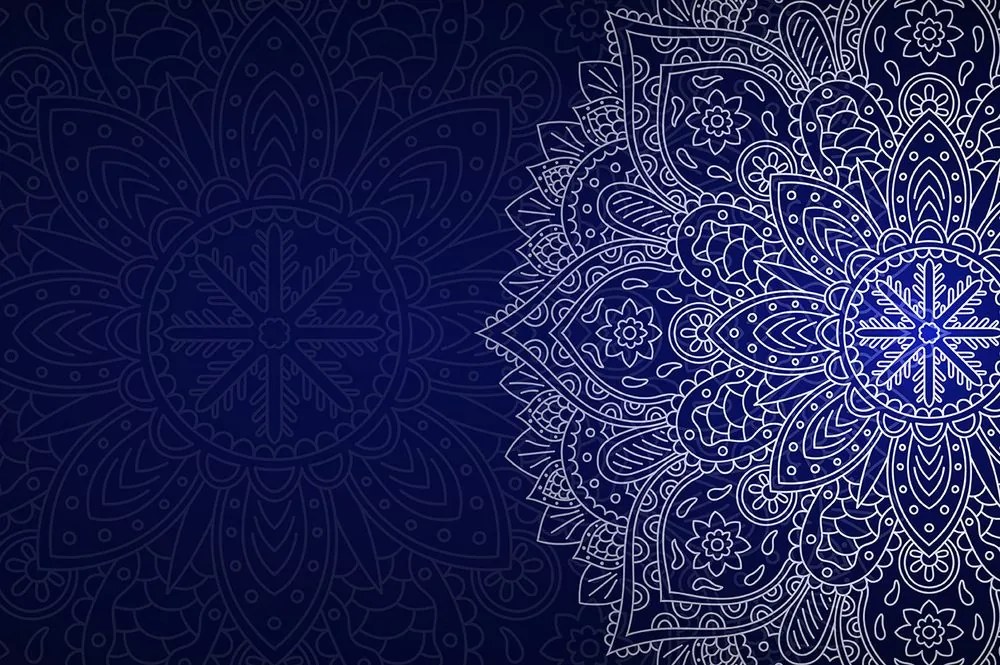 Tapeta tmavě-modrá Mandala
