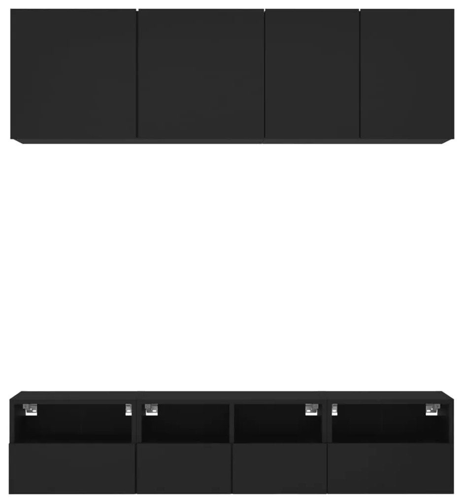 5dílná obývací stěna černá kompozitní dřevo - Default Title