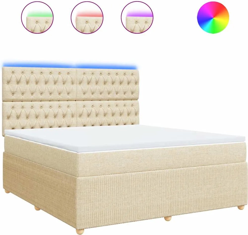 Box spring postel s matrací krémová 180x200 cm textil 3294447