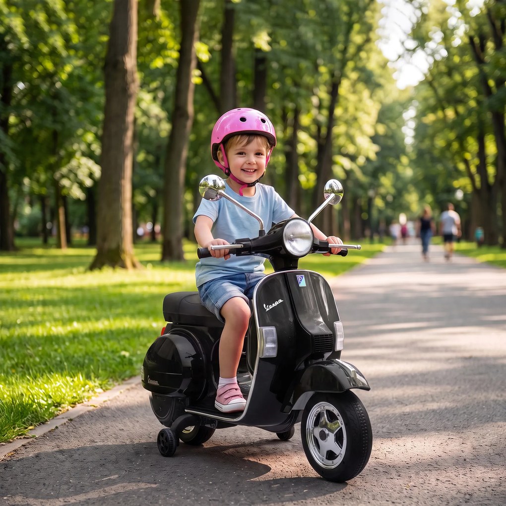 AIYAPLAY dětská elektrická Vespa PX150, Li-ion baterie, černá