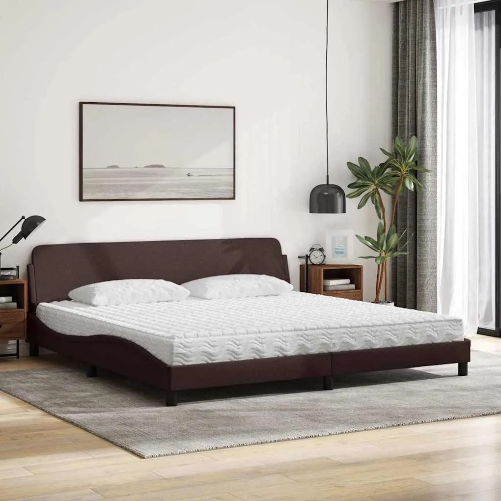 Postel s matrací Dover tmavě hnědá 200 x 200 cm textil 3208467
