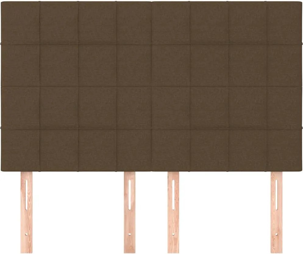 Čelo postele tmavě hnědé 144x5x118/128 cm látkové 3116333