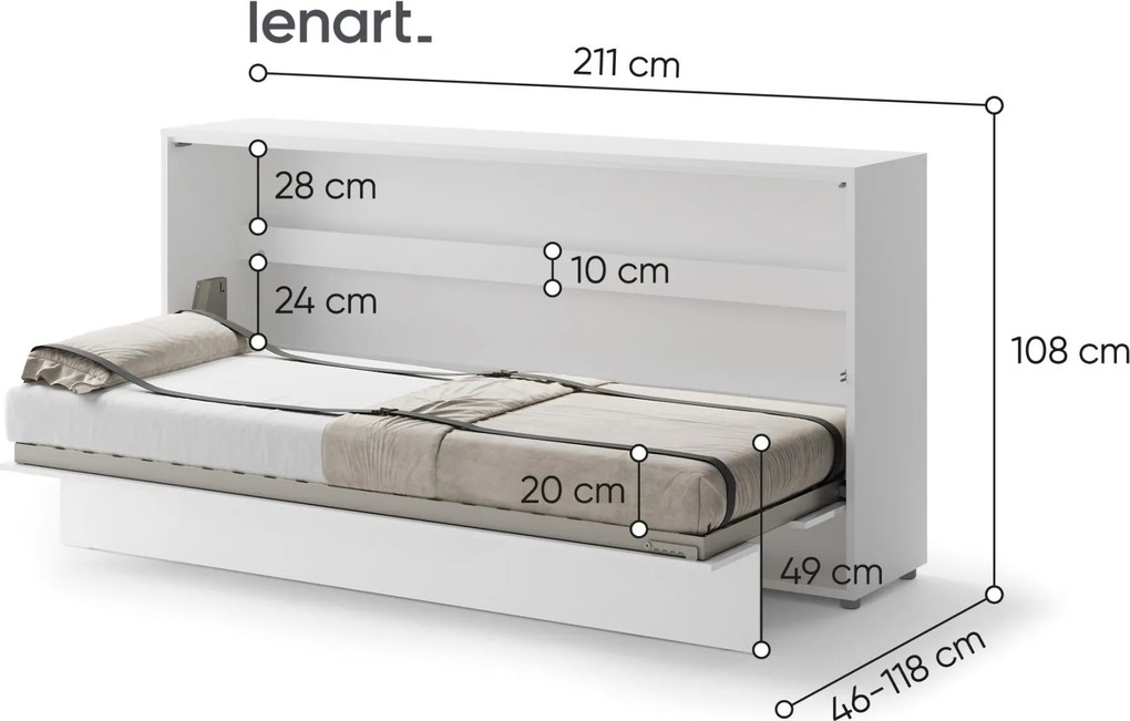 Výklopná postel 90 REBECCA bílá