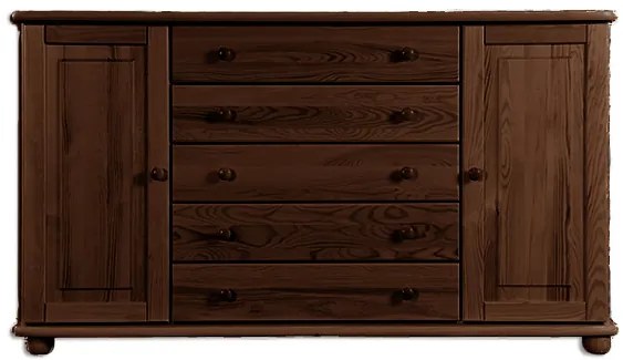 Drewmax KD164 - Komoda kombinovaná z masivní borovice 165x42x92cm - Dub
