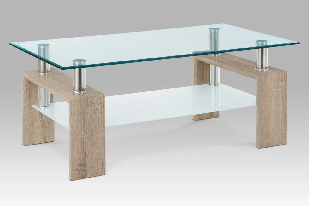 Konferenční stolek 110x60x45 cm, dub SONOMA / čiré sklo 8 mm