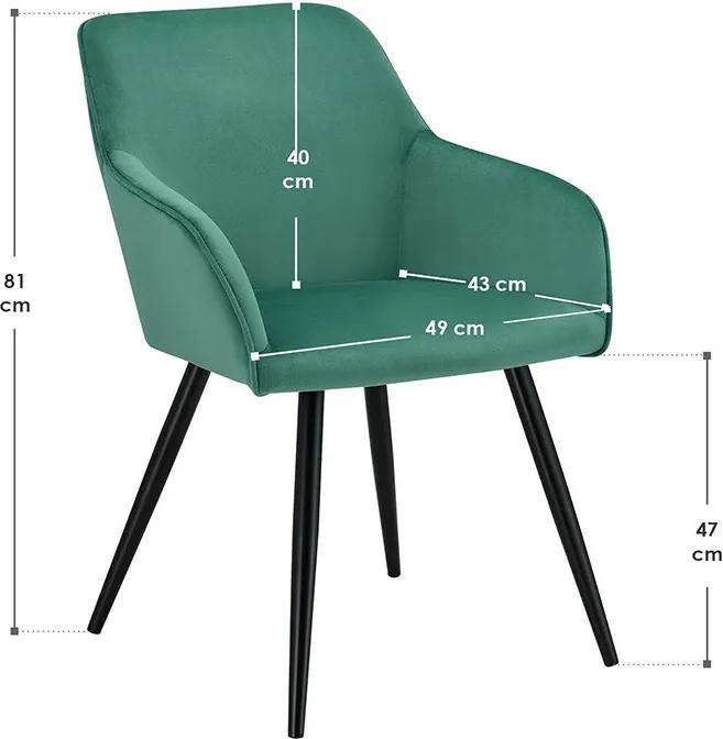 Goleto Čalouněná sametová židle Tarje | zelená