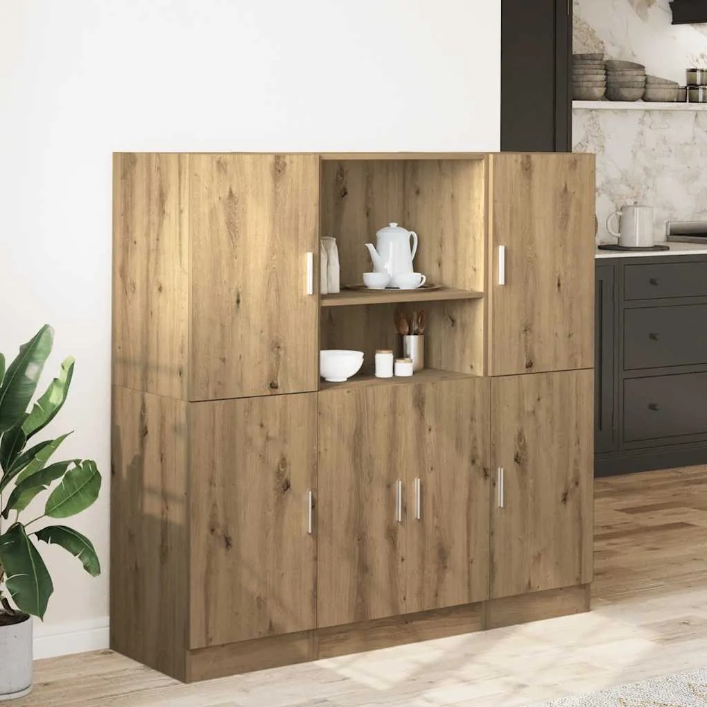 Sada 3 kusů kuchyňských skříněk dub artisan kompozitní dřevo 3324159