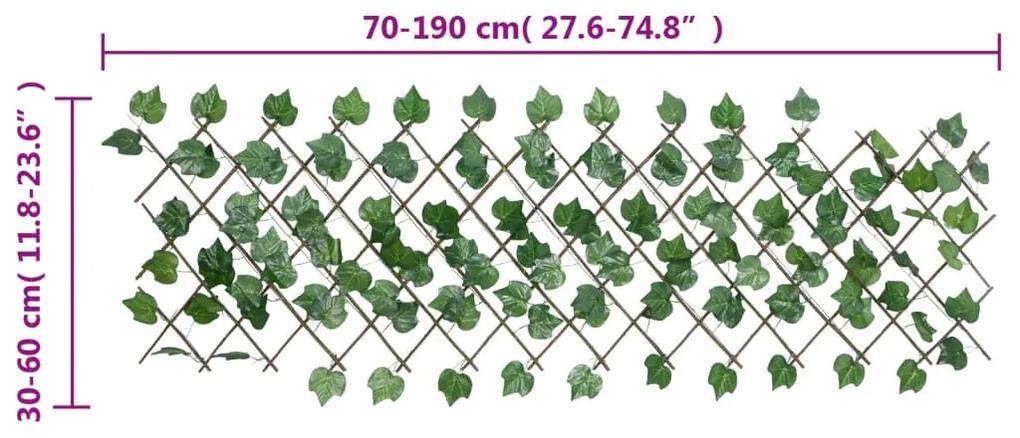 Treláž s umělými listy vinné révy roztahovací zelená 190x60 cm