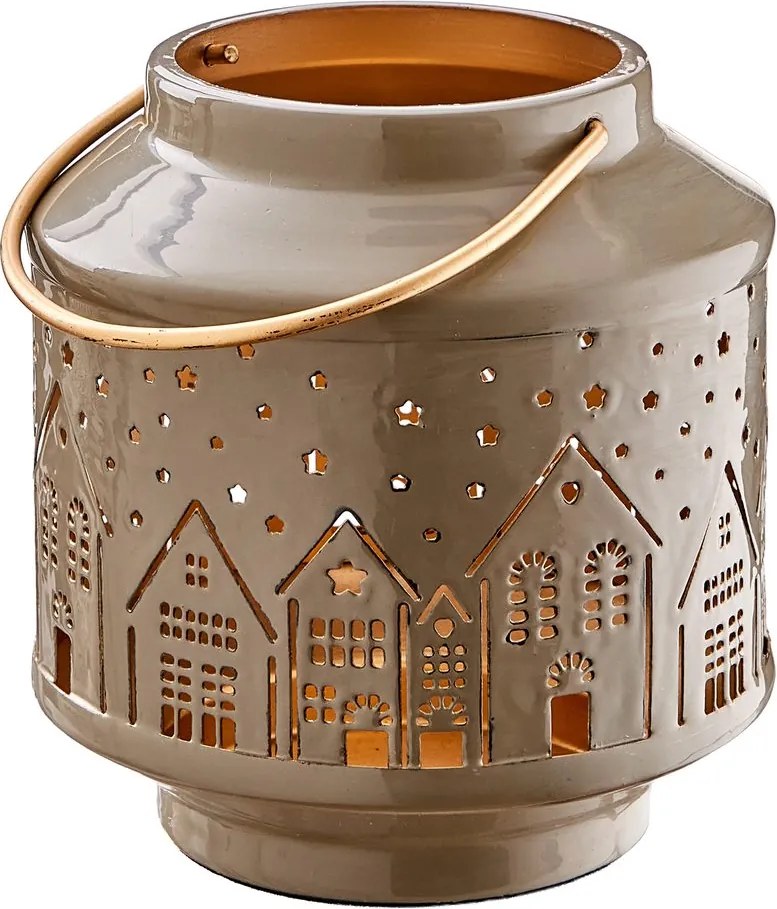 COZY HOME Lucerna kovová 17 cm - šedá