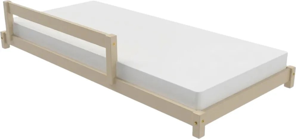 Benlemi Dřevěné dětské jednolůžko LUCKY Zvolte barvu: Světle šedá, Zvolte rozměr: 80x180 cm, Zvolte zábranu: S přední zábranou
