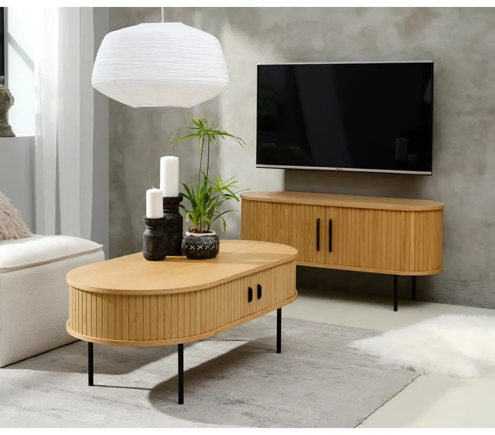 TV stolek v dekoru dubu v přírodní barvě 120x56 cm Nola – Unique Furniture