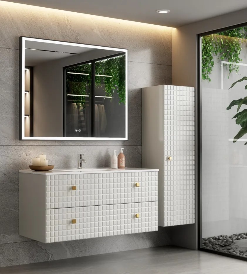 Erga Samira, LED zrcadlo 100x80cm v černém rámu, 2760 lm, 3 barvy světla, přední osvětlení, ERG-V01-SAMIRA-1080-BK