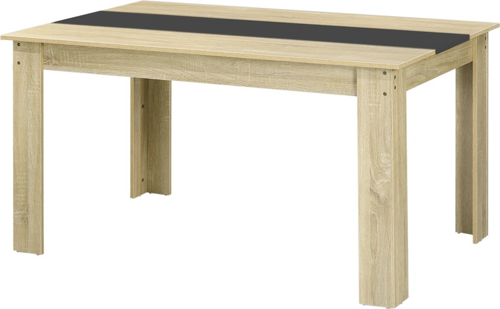 Jídelní stůl HOMCOM pro 6 osob, severský styl v přírodním dřevě a černé barvě, 140D x 90Š x 75V cm