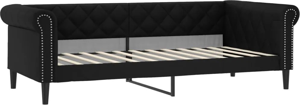 Válenda s přistýlkou a zásuvkami černá 90 x 200 cm umělá kůže 3197731
