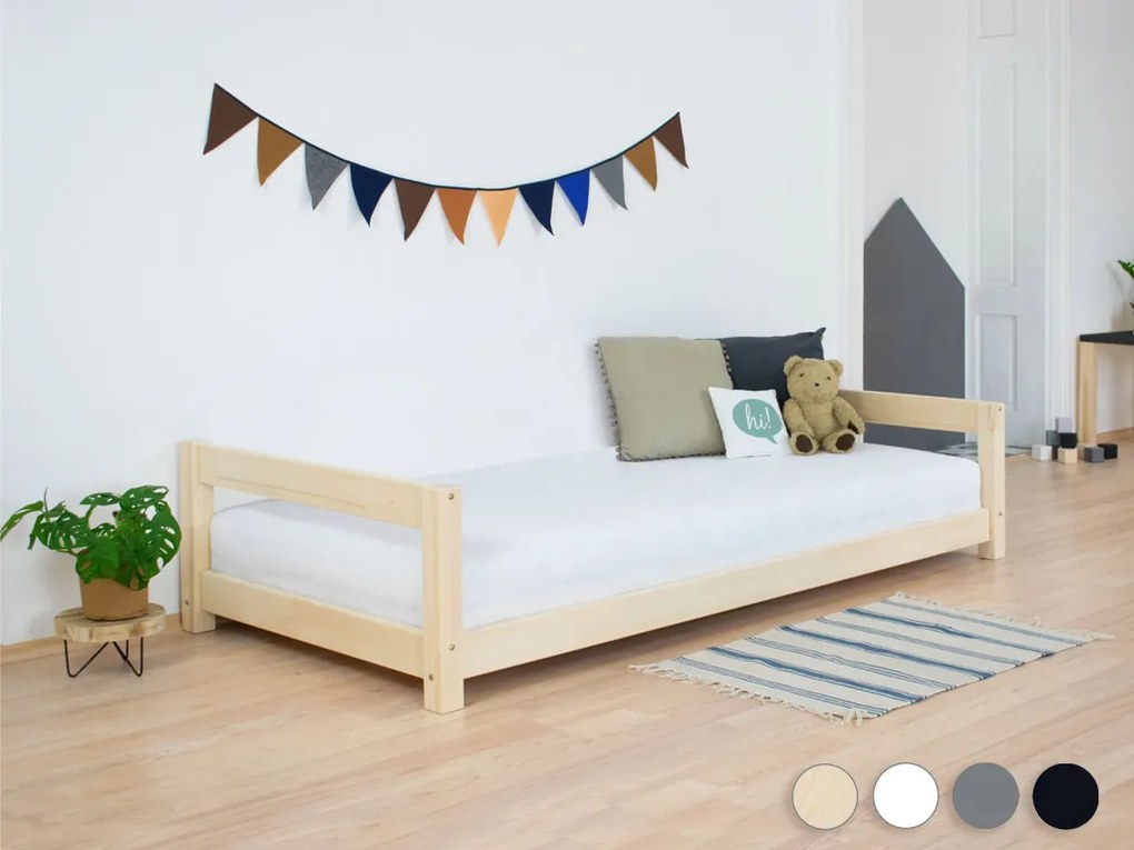 Benlemi Dětské dřevěné jednolůžko se dvěma čely postel KIDDY Rozměr: 120x180 cm, Barva hranolů: Bílá, Barva ploch: Bílá