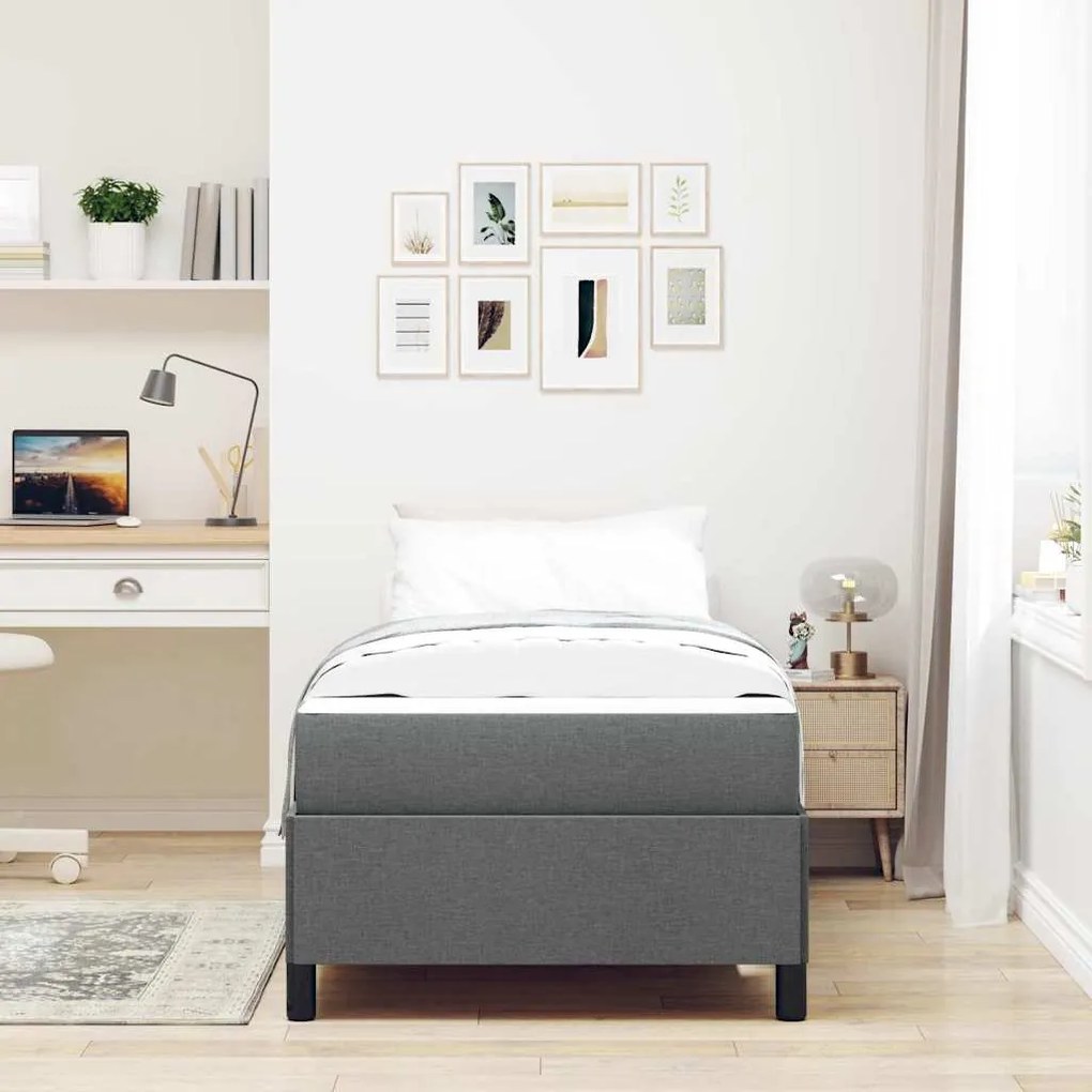 Postel s boxspringem Tmavě šedá 90 x 200 cm textil 3398830