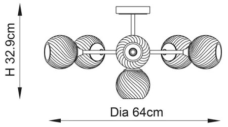 Endon 104050 - Lustr na tyči ALLEGRA 6xE14/7W/230V lesklý chrom/čirá