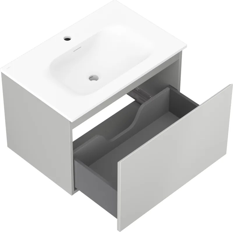 Mexen Orio, koupelnová skříňka 70 cm s umyvadlem Vela, 1 zásuvka, šedá matná/bílá matná, 91A10-07047-1-BF62-W23M01
